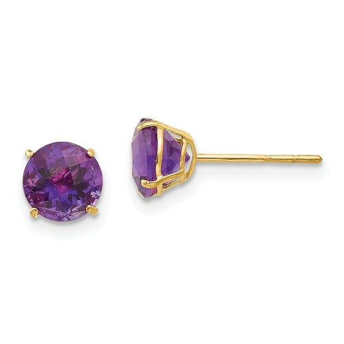 Madi K Kid's Earrings 14k Round Amethyst 6mm Casted Post Back Closure ...