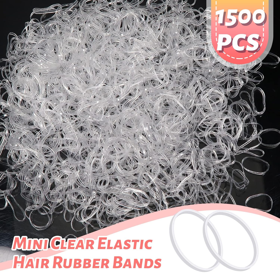 Clear Elastics Hair Bands 1500Pcs Mini Rubber Hairband Soften Small ...