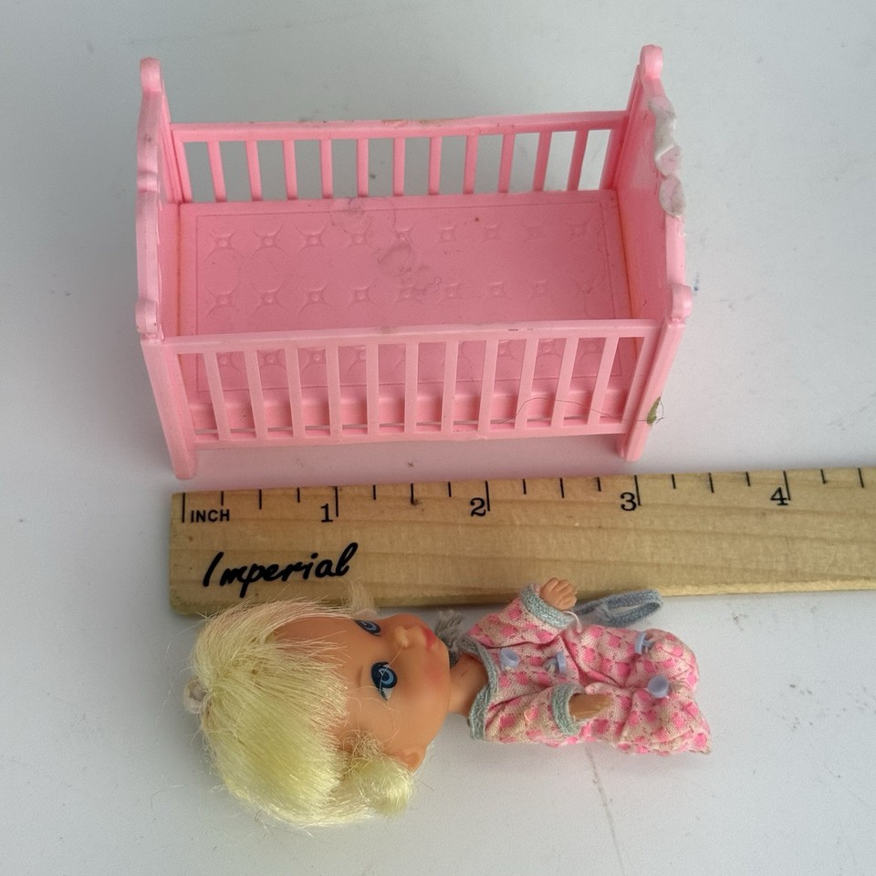 Vintage Mattel Liddle Kiddles Crib Baby LIDDLE DIDDLE Doll w/Pajamas ...