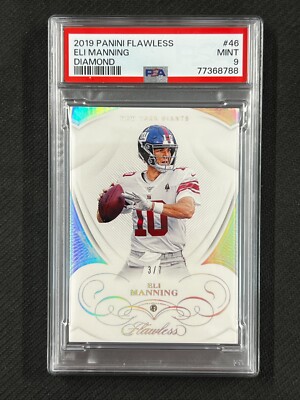 PSA 9 2019 Panini Flawless Football #46 Eli Manning DIAMOND /7 New York ...