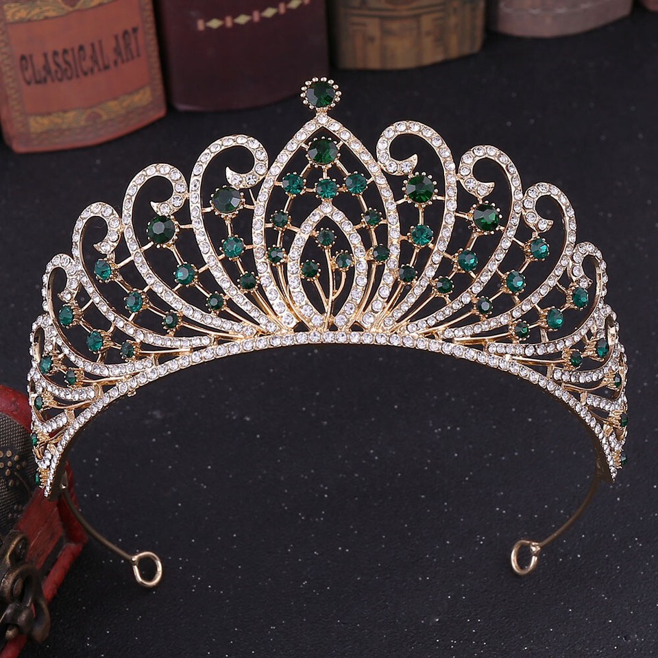 55 Styles Green Crystal Queen Princess Tiara Crown Wedding Princess For ...