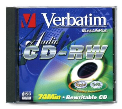 Verbatim CD-RW 74 Audio / Music CD RW Rewritable 700MB / 74 MINS Blank ...