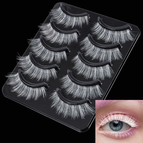 Long White False Eyelashes Fluffy Fake Lashes Makeup Party Eyelashes ...