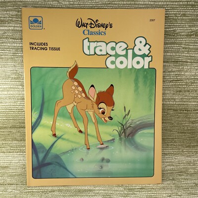 Walt Disney Classics Golden Trace Color Book 1988 Bambi Dumbo Pinocchio ...