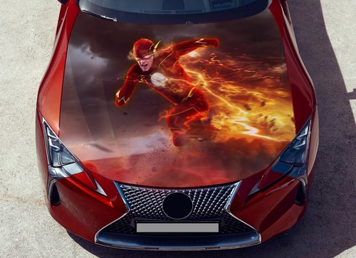 Flash Car Hood Wrap Vinyl Decal Full Color Graphics Superhero Sticker ...