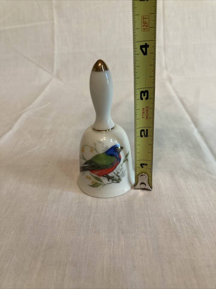 Vintage 2-Sided Japanese Porcelain Gold Trimmed Bird Bell 3.75” Tall | eBay