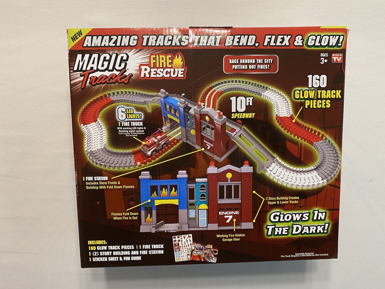 Magic Tracks Fire Rescue Glow In The Dark 10 Ft Track Fire Engine Play ...