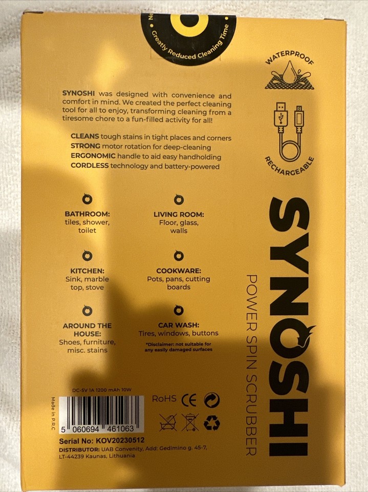 Synoshi Electric Spin Scrubber, Cleaning Brush New | eBay