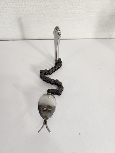 Metal Rattle Snake Chain Silverware Spoon Handmade Recycled Yard Art 5 ...