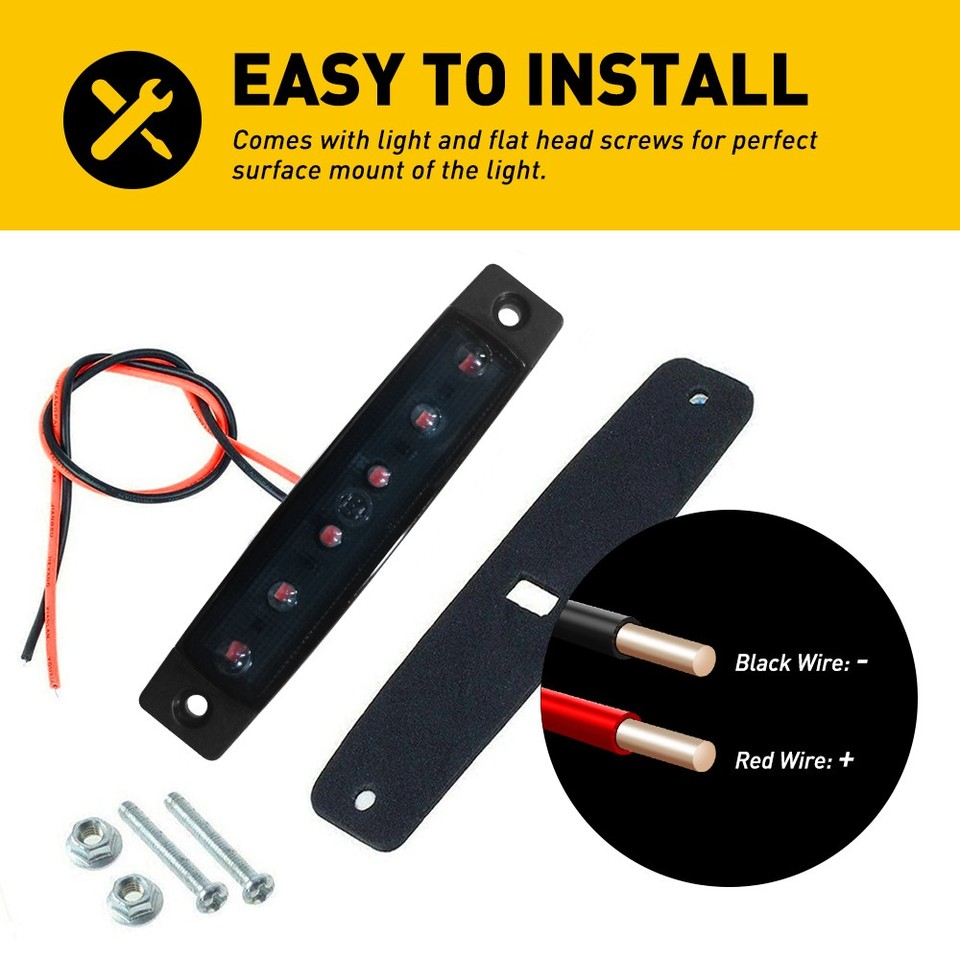 10/20x 3.8" Smoked Amber Side Marker Clearance Lights 6 LED for Truck ...