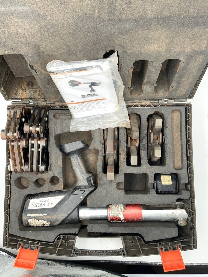 VICTAULIC VIC-PRESS PFT510 CORDLESS CRIMPER W/ 1/2”, 3/4”, 1”, 1 1/2’ 2 ...