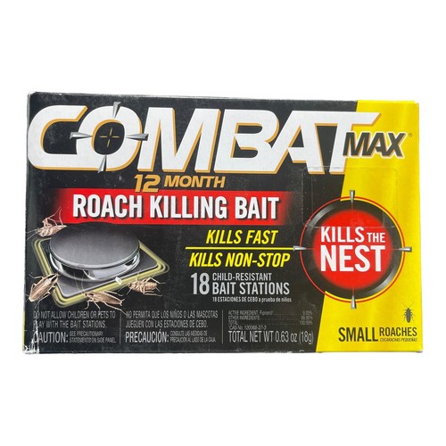 🪳Combat Max 12 Month Roach Killing Bait, Small Roach Child-Resistant 18 ...
