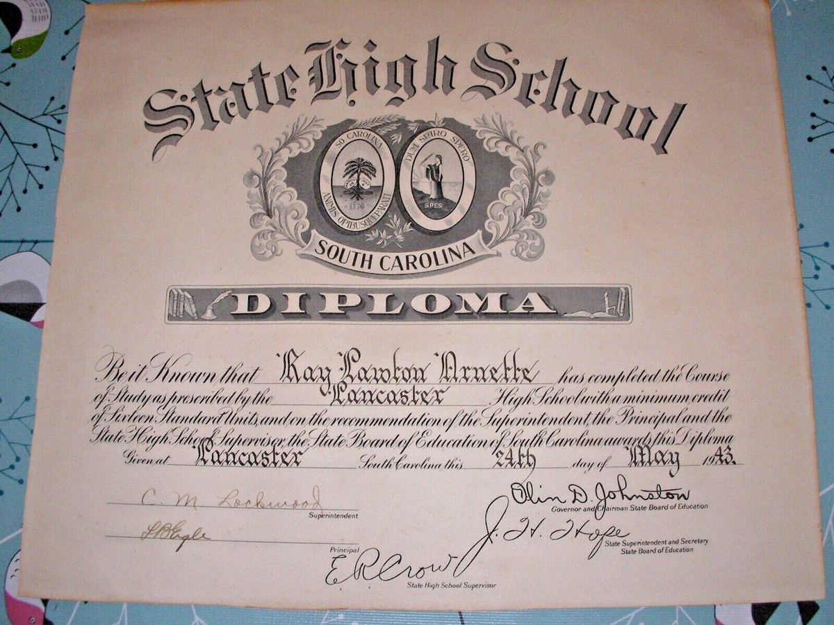 University Of South Carolina Diploma 1985