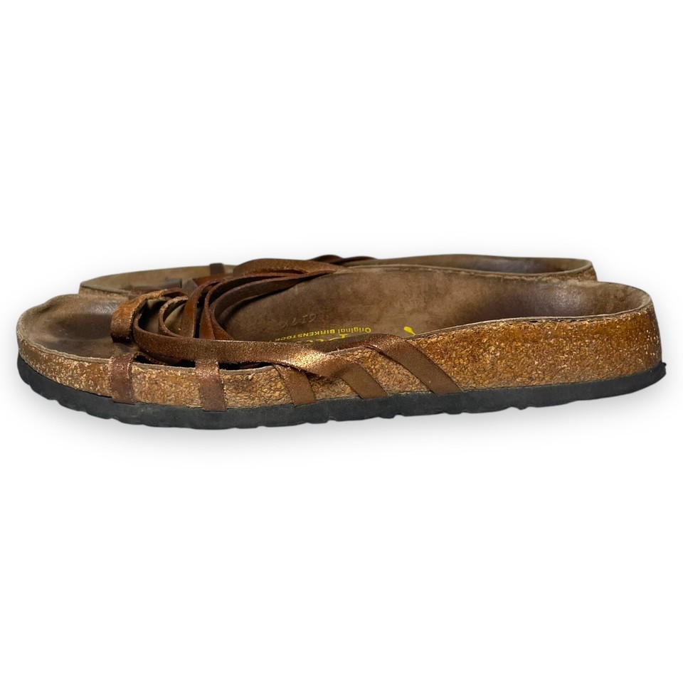 Papillio Birkenstock Womens Sz 8 Distressed Leather Strap Toe Loop Ring ...