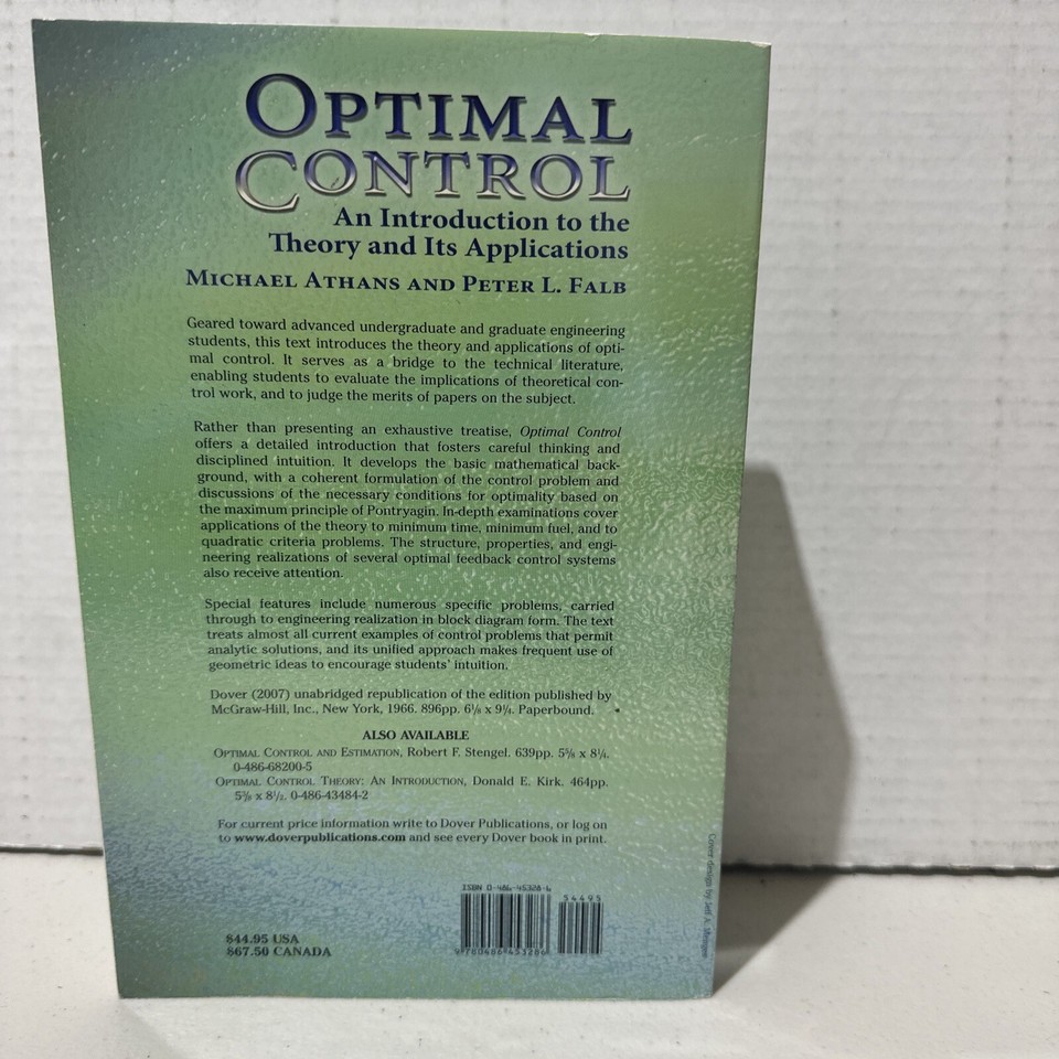 Optimal Control: An Introduction To The Theory And Its Applications 9780486453286| eBay