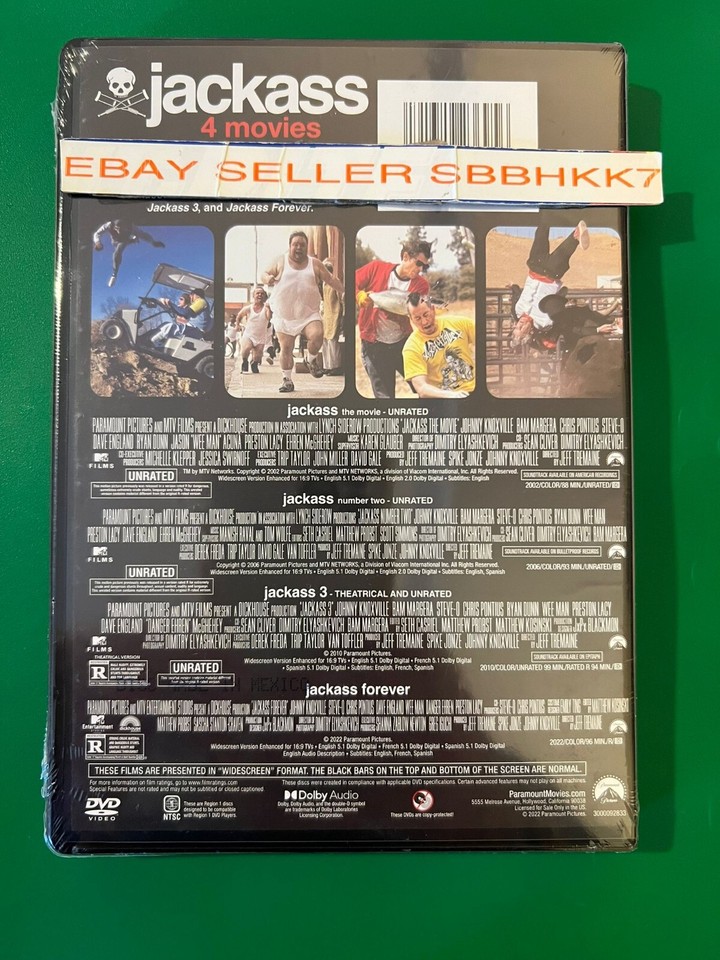 Jackass 4-Movie Collection Set (DVD) Lenticular Cover Brand New Free ...