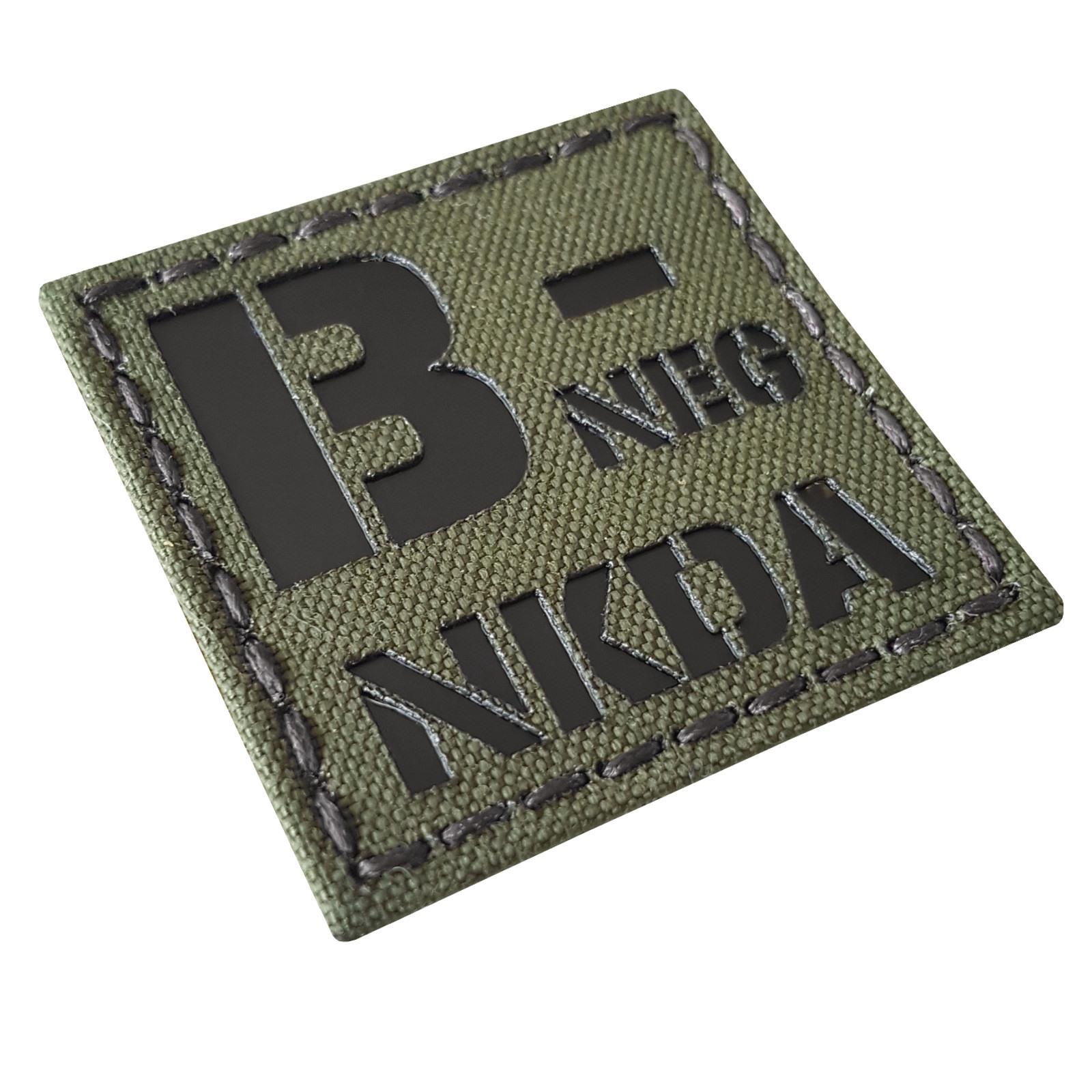 B- Blood Type NKDA BNEG infrared IR OD green olive tactical touch fastener patch | eBay
