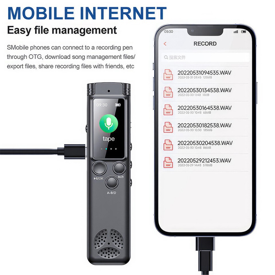 64GB Rechargeable LCD Digital Audio Sound Voice Recorder Dictaphone MP3 ...