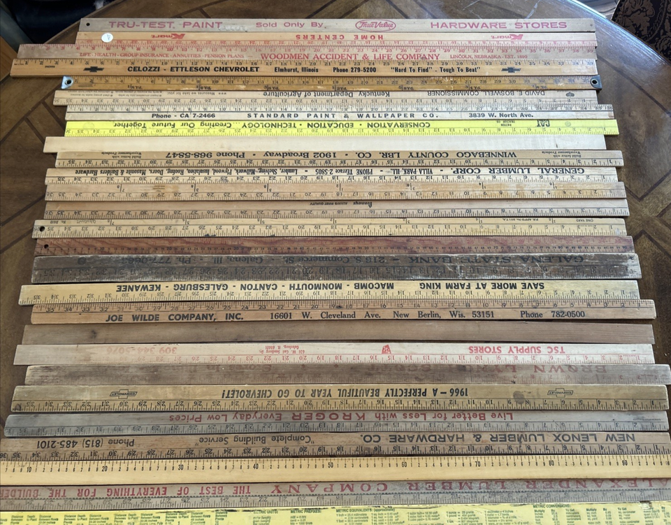 Vintage Yardstick Meter Lot Of 40 Collectible Rare Wood Midwest ...