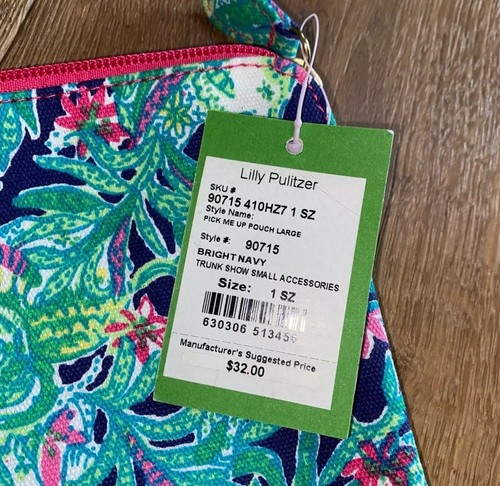 NWT LILLY PULITZER PICK ME UP POUCH LARGE BRIGHT NAVY TRUNK SHOW ...
