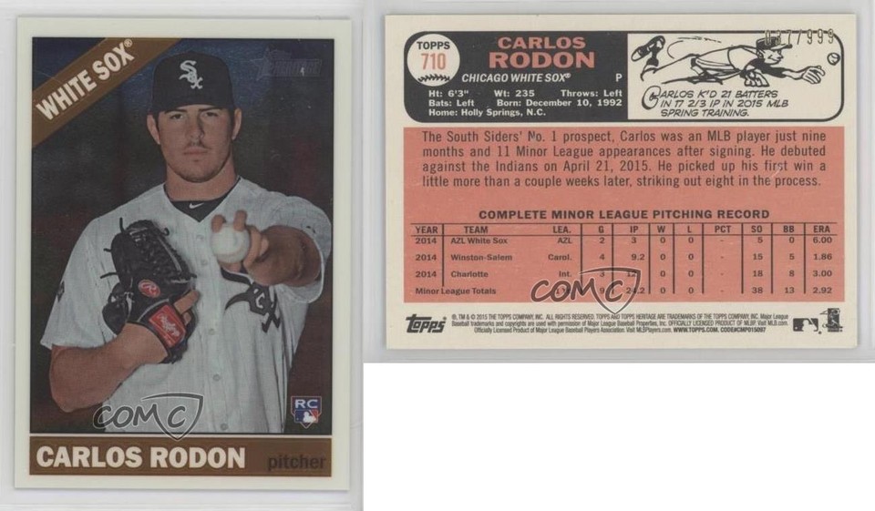 2015 Topps Heritage High Number Chrome 37/999 Carlos Rodon #710 Rookie ...