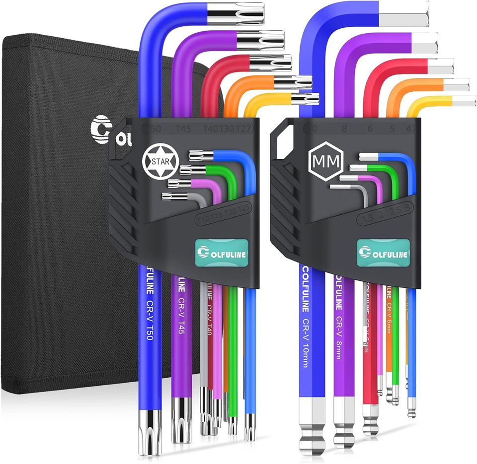 COLFULINE 18PCS Allen Key Set & Star Key Set with Storage Bag, Alan ...