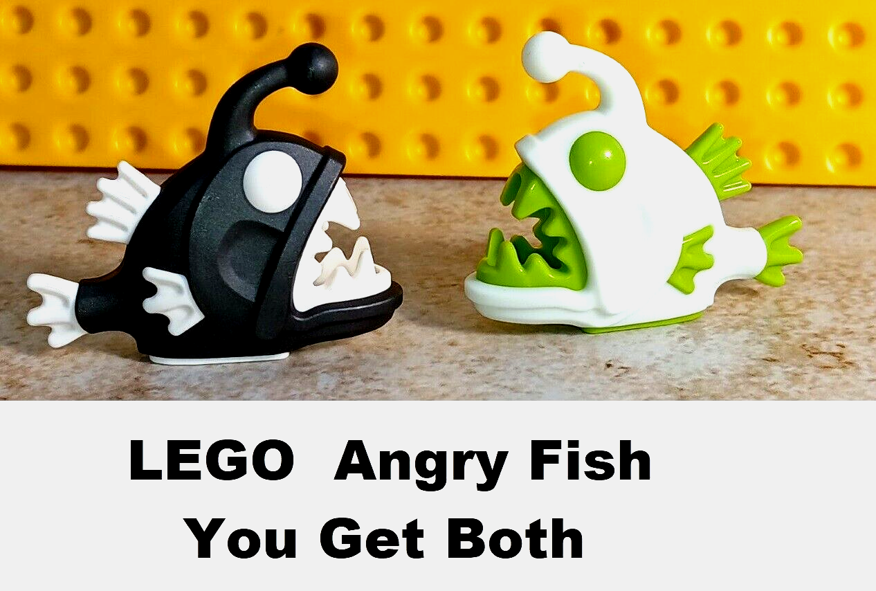 LEGO Monster Fish Set Lot of 2 ANGLERFISH Angler Fish Black Green ...