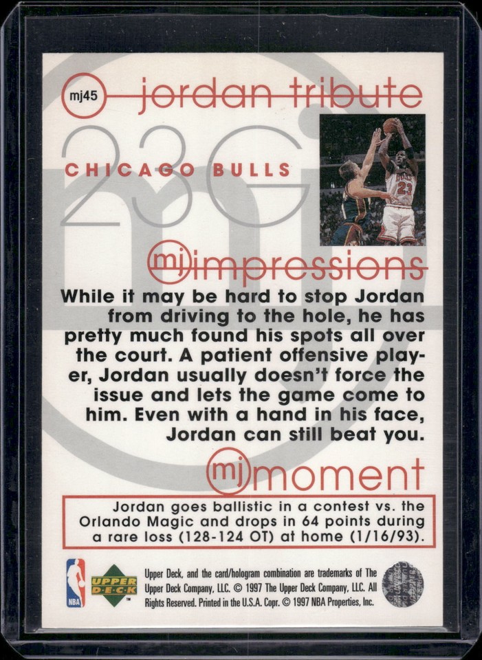 1997 Upper Deck Michael Jordan Tribute MJ Impressions #mj45 | eBay