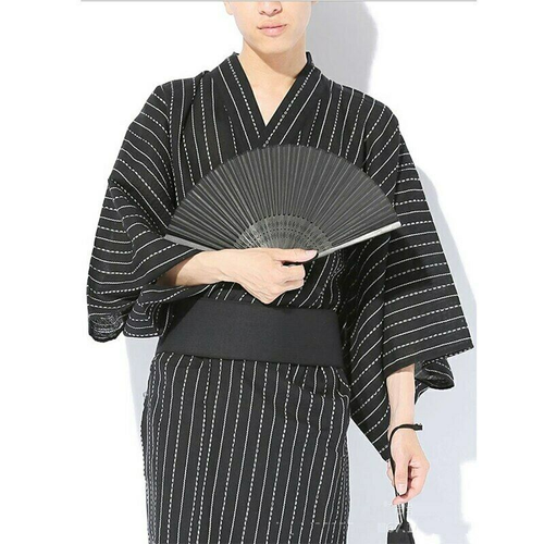 Japanese traditional samurai kimono men's yukata bathrobe robe cotton ...