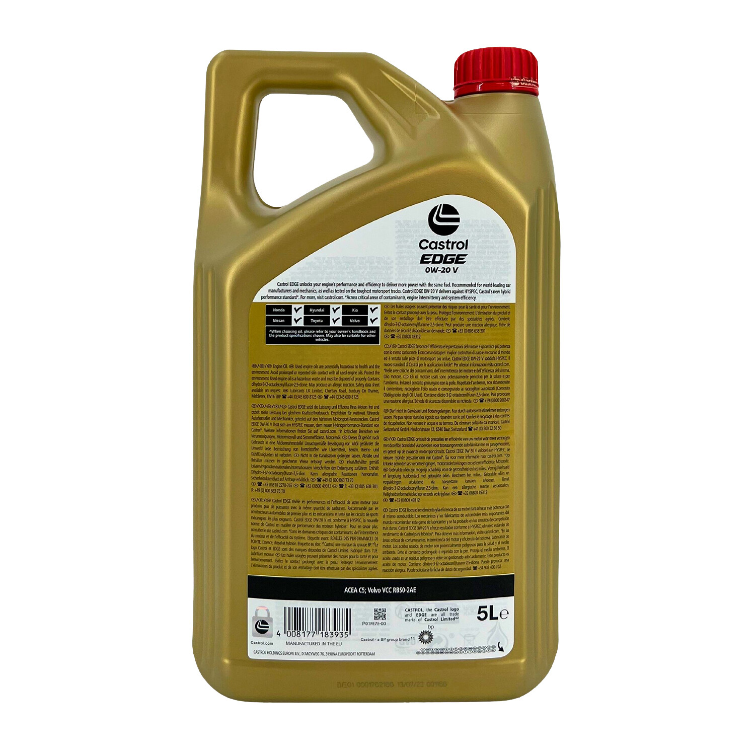 CASTROL Edge 0W-20 V Motorenöl SAE 0W-20, ACEA C5, Volvo VCC RBS0-2AE ...
