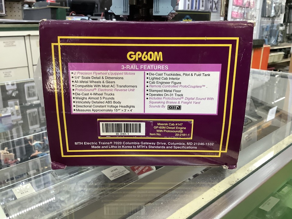 mth o scale locomotive 20-2181-1 Maersk #147 GP-60M W/protosound | eBay