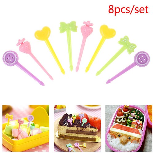 8pcs Fruit Fork Mini Kids Snack Cake Dessert Food Pick Toothpick Bento ...