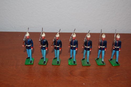 7 Spanish-American War US Marines Dress Blues & White Helmets Marching ...