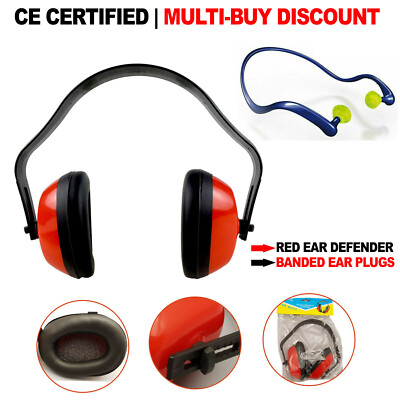 Red Ear Defenders Adjustable Head Band Safety Muffs SNR | Banded ...