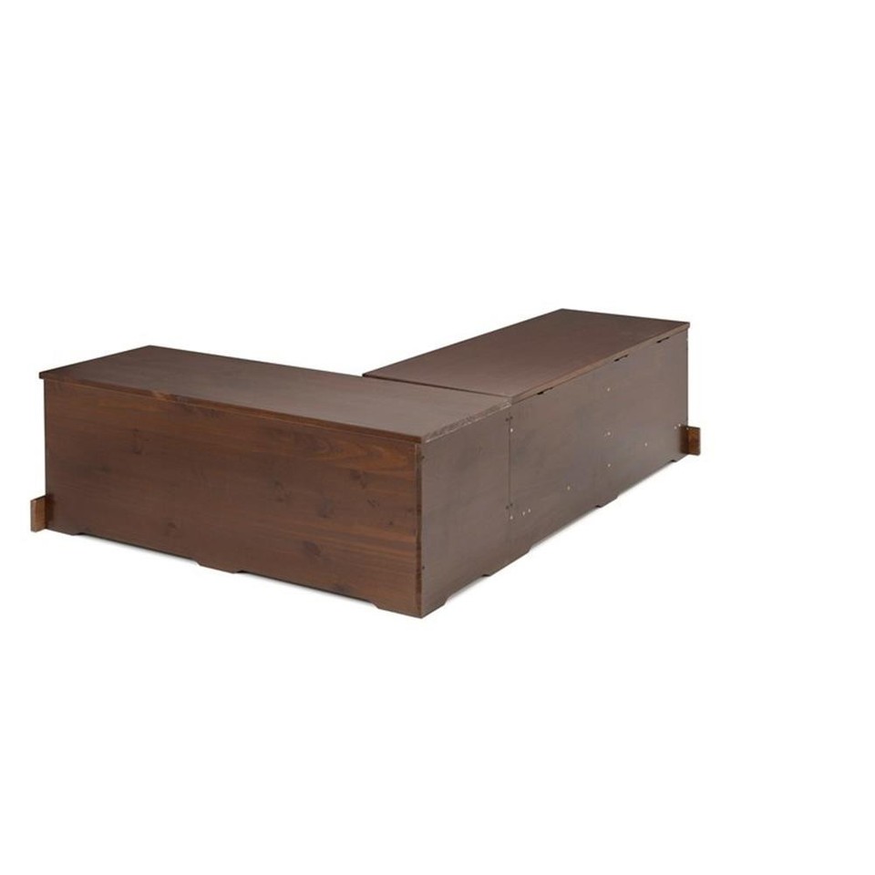 Riverbay Furniture Wood Backless Corner Table Booth & Bench Dining Set ...