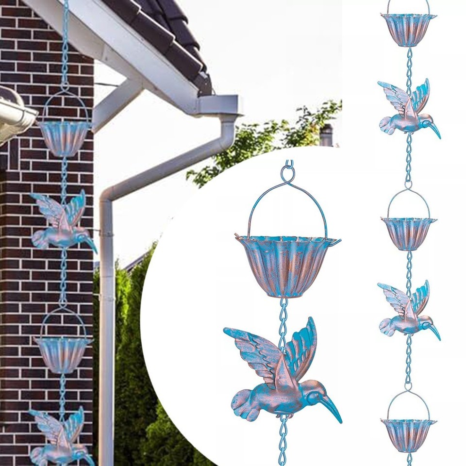 Metal Hummingbird Rain Chain 13 1FT for Outdoor Porch with Functional ...