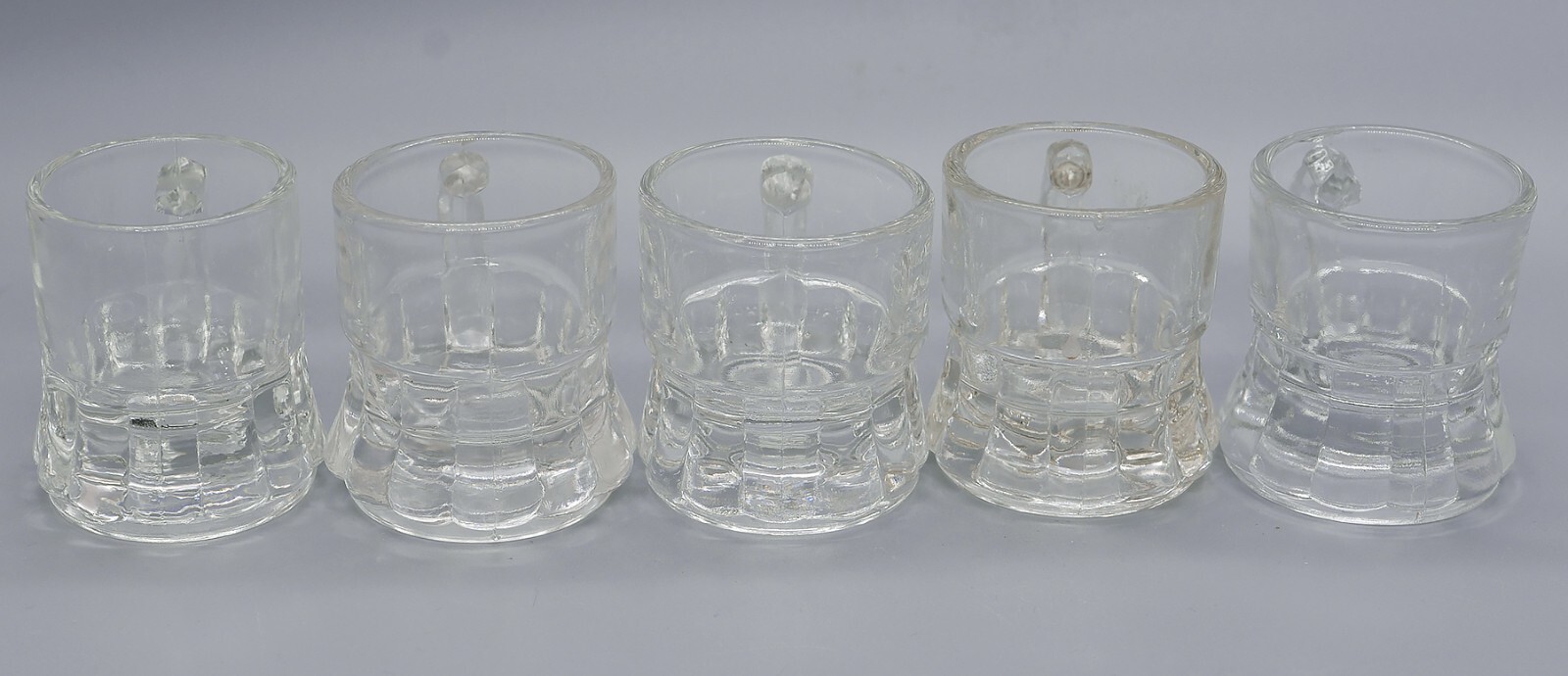 Set of 5 Mini Beer Mug Shot Glasses Clear Federal Glass Company Vintage ...