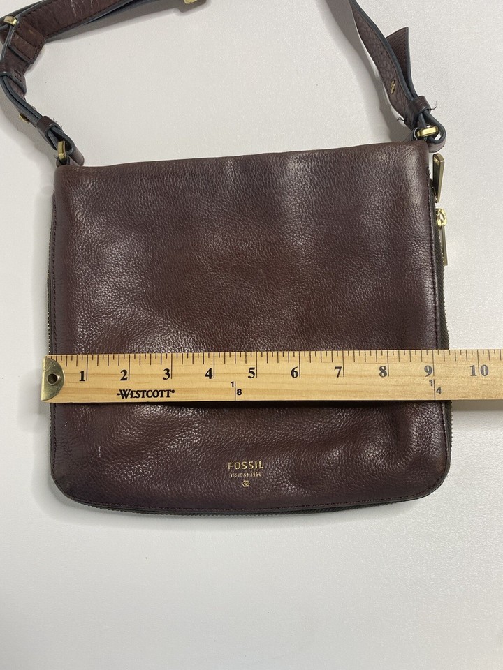 Vintage Fossil Brown Taupe Leather Crossbody Organizer Shoulder Bag ...
