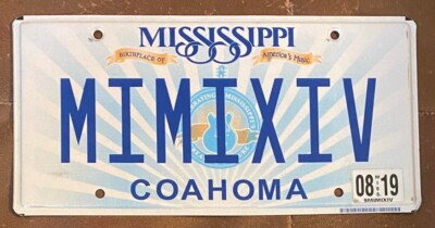 Mississippi VANITY License Plate MIMI 14 (MIMIXIV) | eBay