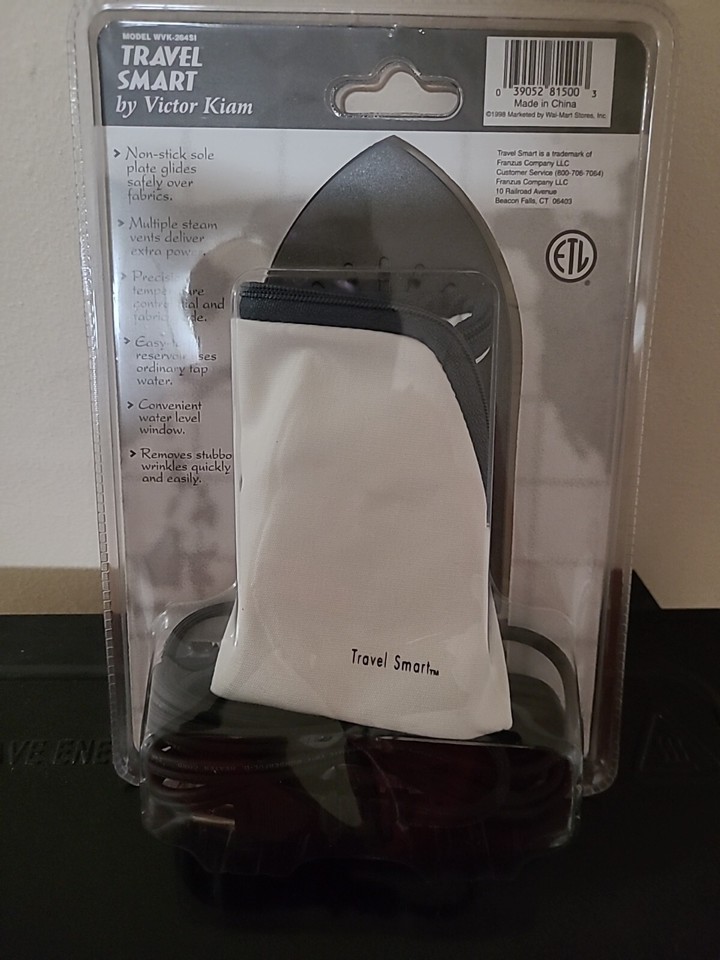 NEW SEALED Victor Kiam TRAVEL SMART STEAM Iron WORLDWIDE VOLTAGE 120 ...