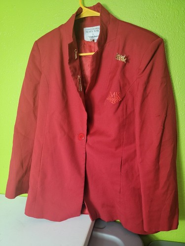 Vintage Mary Kay by Brookhurst Red Womens Blazer Jacket Size 4p W/pins ...