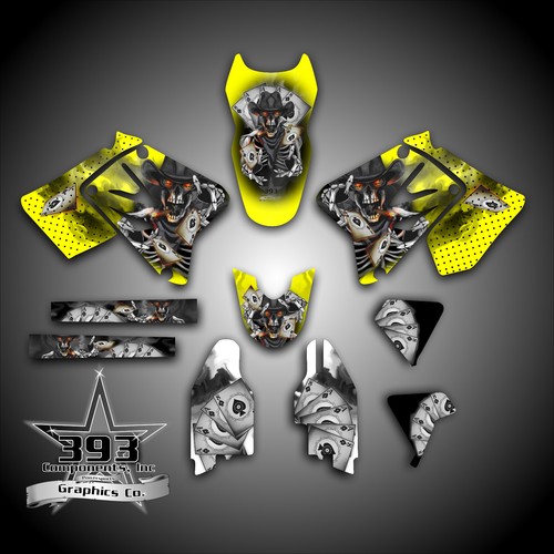 Suzuki RM 125 250 1993 - 2013 2 STROKE GRAPHICS KIT DECALS OUTLAW SKULL ...