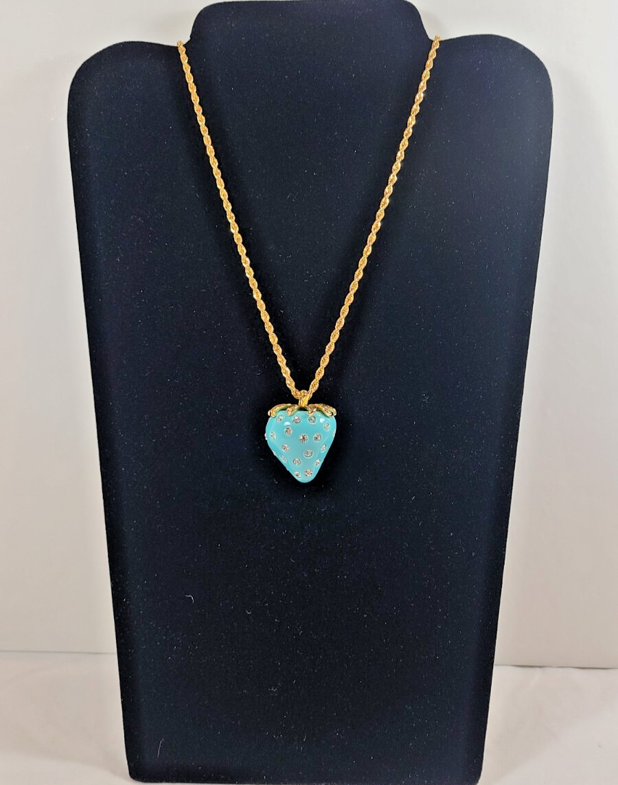 Vintage Signed Kenneth Jay Lane Gold Tone Chain Turqu… - Gem