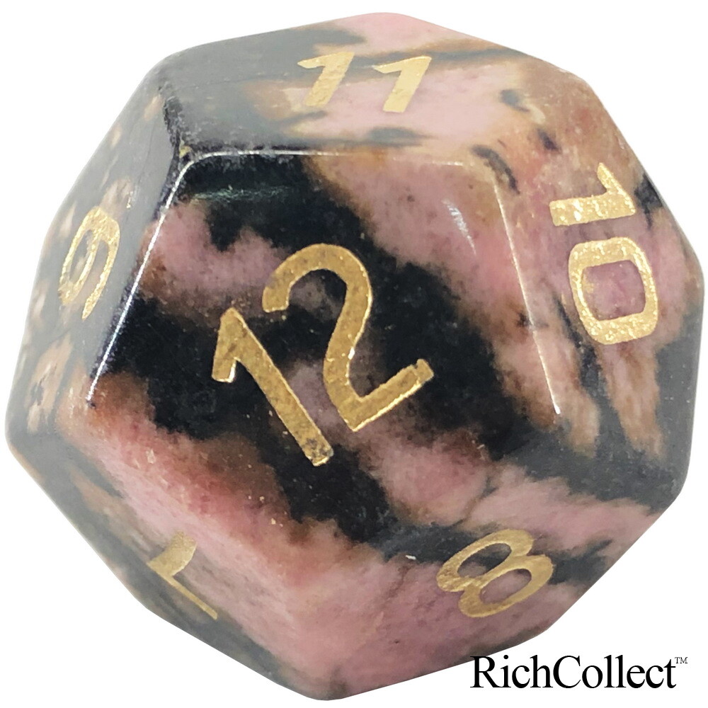 D12 Rhodochrosite Gem Stone Zodiac Astrology Planets Dice Set Astrodice ...