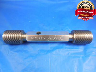 M35 X 1.5 5h6h METRIC SET THREAD PLUG GAGE 35.0 GO NO GO = 1.3396 & 1. ...