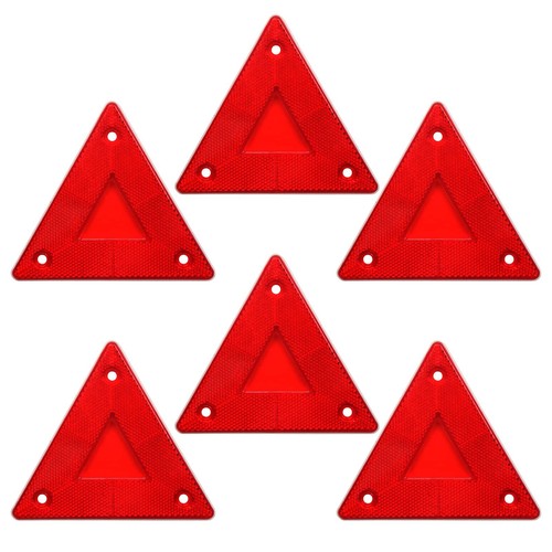 6-Pack Red Safety Reflector Warning Sign, Slow Moving Vehicle Triangle ...