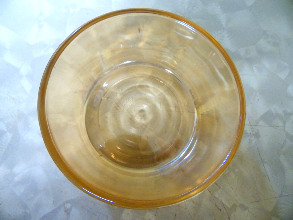 Vintage Jeanette Amber Carnival Glass Deer Fawn Trinket Candy Dish w ...