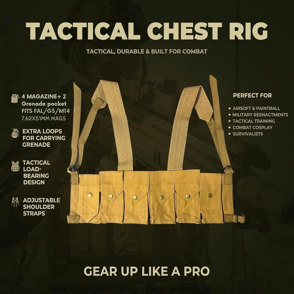 Warreplica Rhodesian Fereday & Sons Chest Rig with Grenade Pocket FAL ...