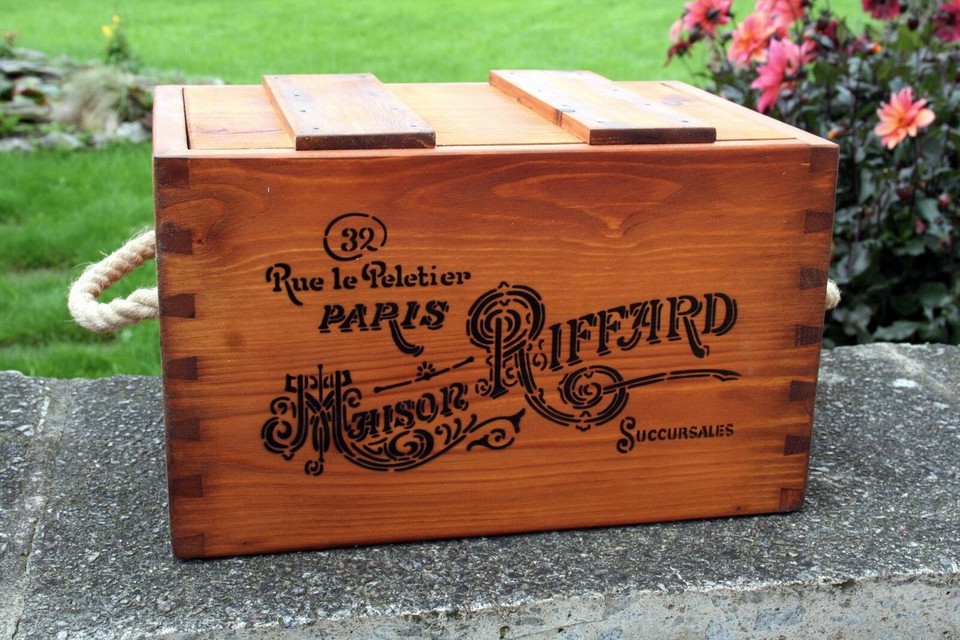 VINTAGE WOODEN RUSTIC STORAGE BOXES CHEST TRUG CRATE SHABBY PERSONALISE ...
