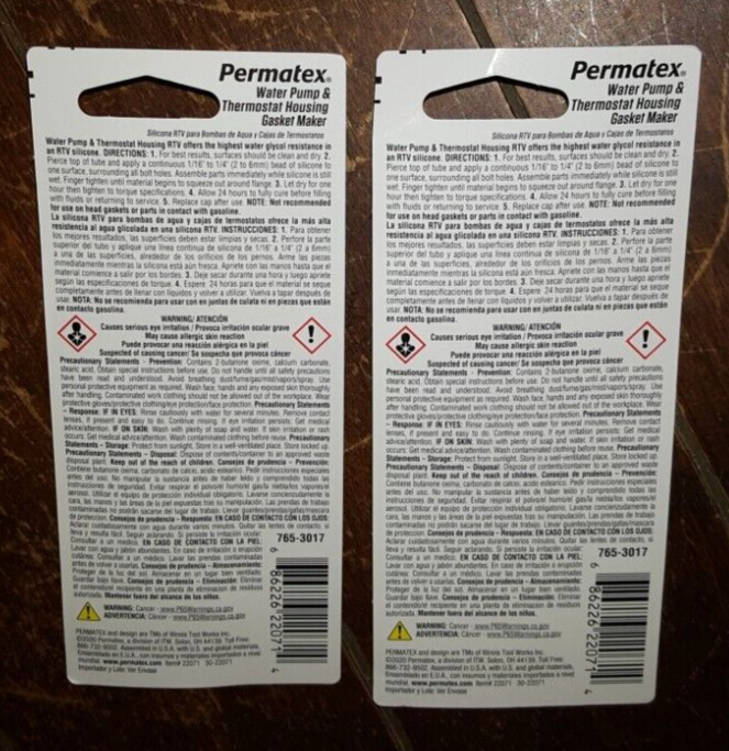 2 x Permatex Water Pump & Thermostat Housing Gasket Maker (0.5 oz. Each ...